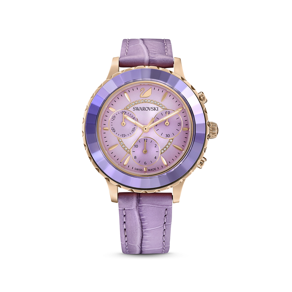 Reloj Octea Lux Chrono, Fabricado en Suiza, Correa de piel, Morado ...