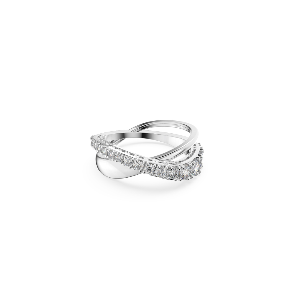 Anillo Twist, Talla redonda, Blanco, Baño de rodio | Swarovski Ecuador