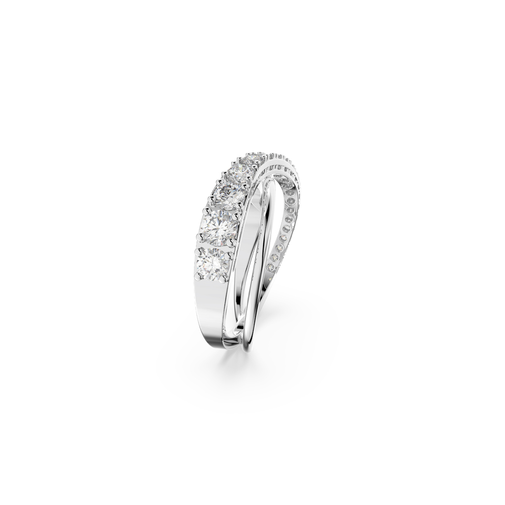 Anillo Twist, Talla redonda, Blanco, Baño de rodio | Swarovski Ecuador