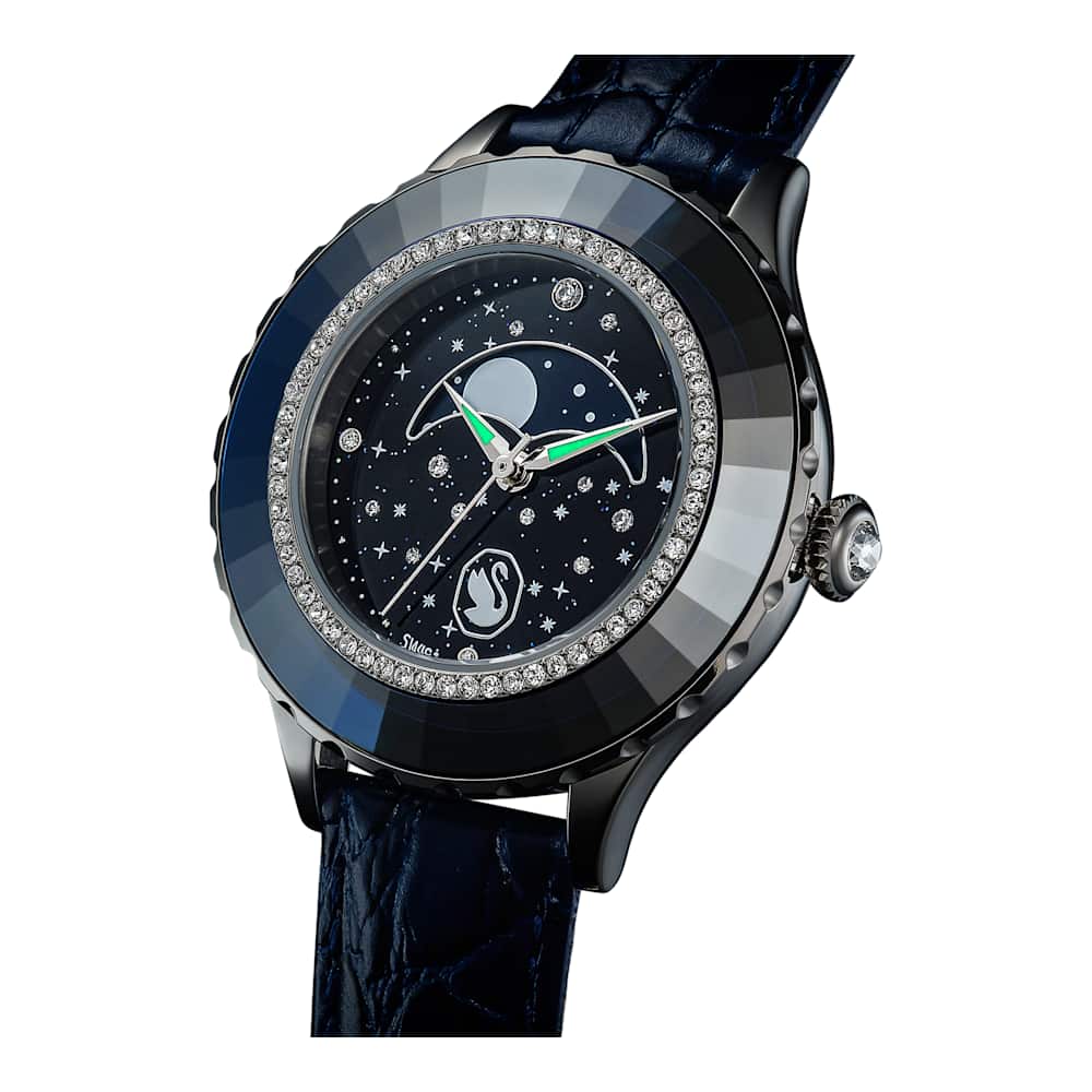 Reloj Octea Moon, Fabricado en Suiza, Luna, Correa de piel, Azul, Acero ...