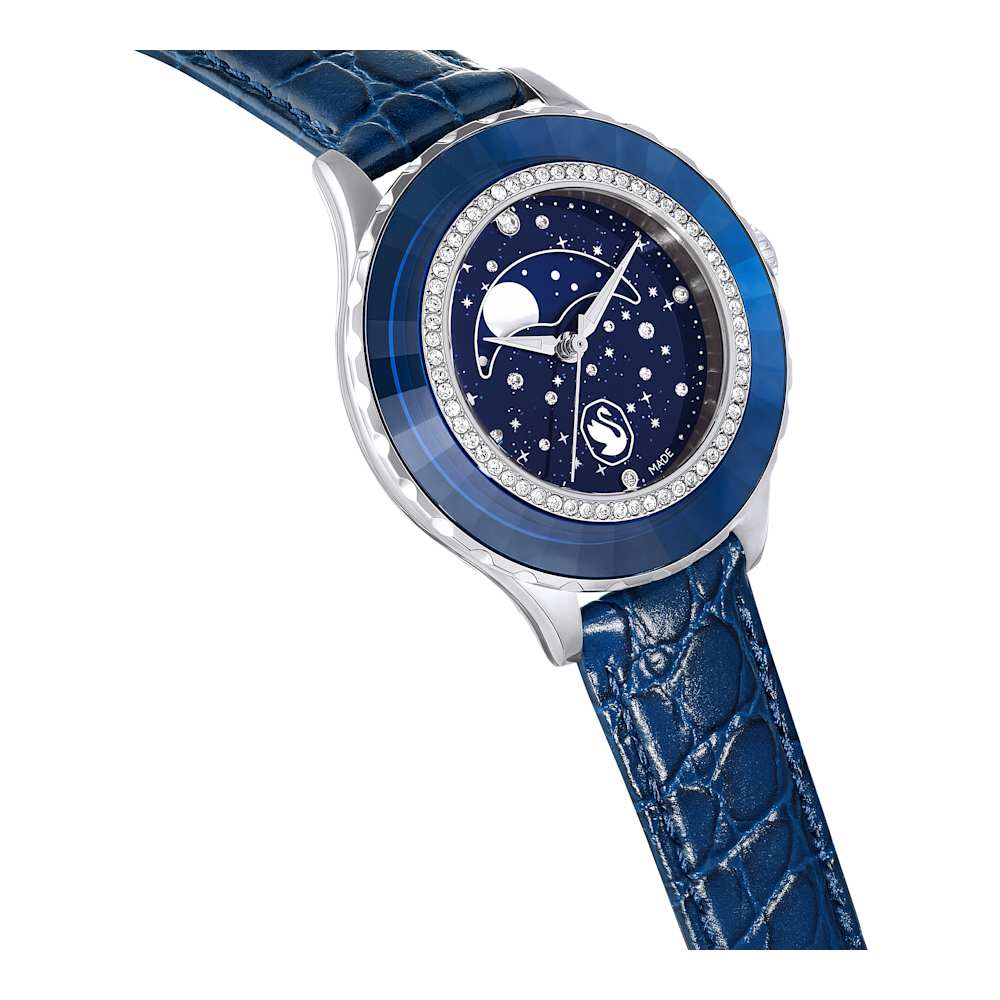 Reloj Octea Moon, Fabricado en Suiza, Luna, Correa de piel, Azul, Acero ...