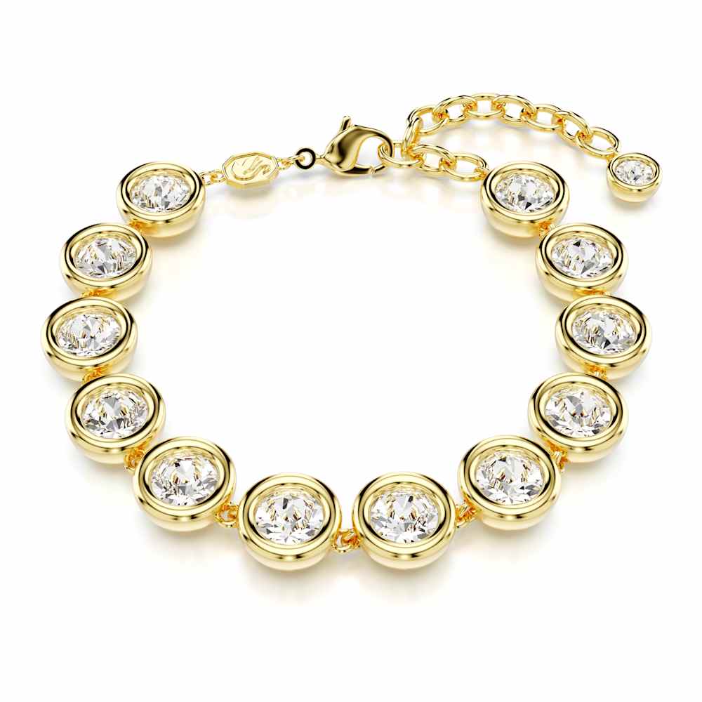 Pulsera Tennis Imber, Talla redonda, Blanca, Baño tono oro | Swarovski ...