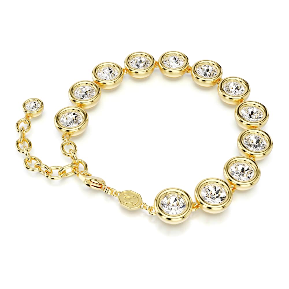 Pulsera Tennis Imber, Talla redonda, Blanca, Baño tono oro | Swarovski ...