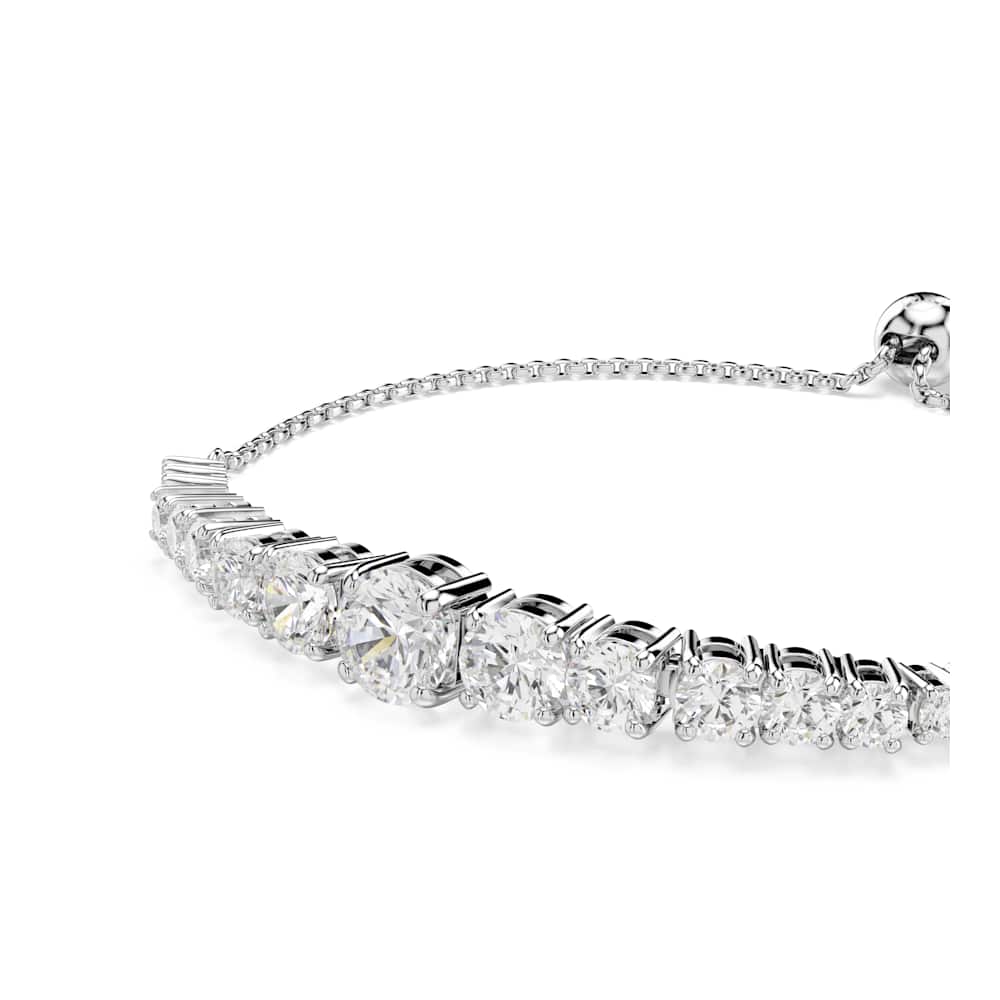 Pulsera Matrix, Degradado de tallas redondas, Blanca, Baño de rodio ...