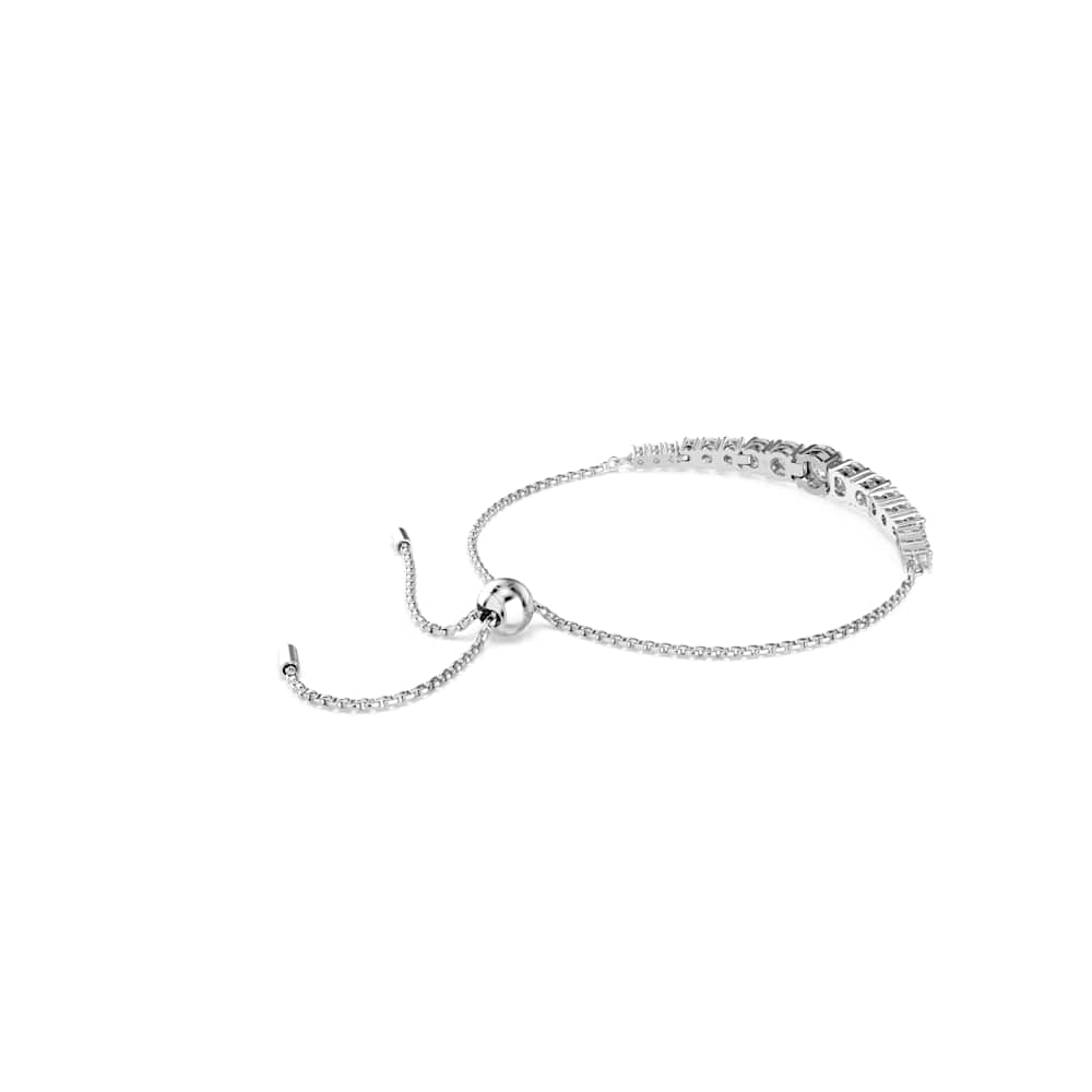 Pulsera Matrix, Degradado de tallas redondas, Blanca, Baño de rodio ...