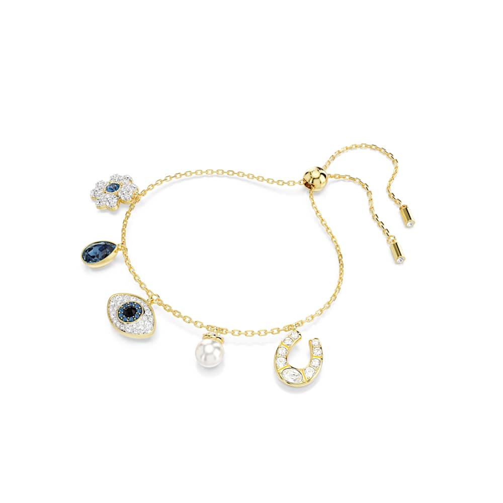 Pulsera Symbolica, Perla de cristal, Trébol, ojo turco y herradura ...