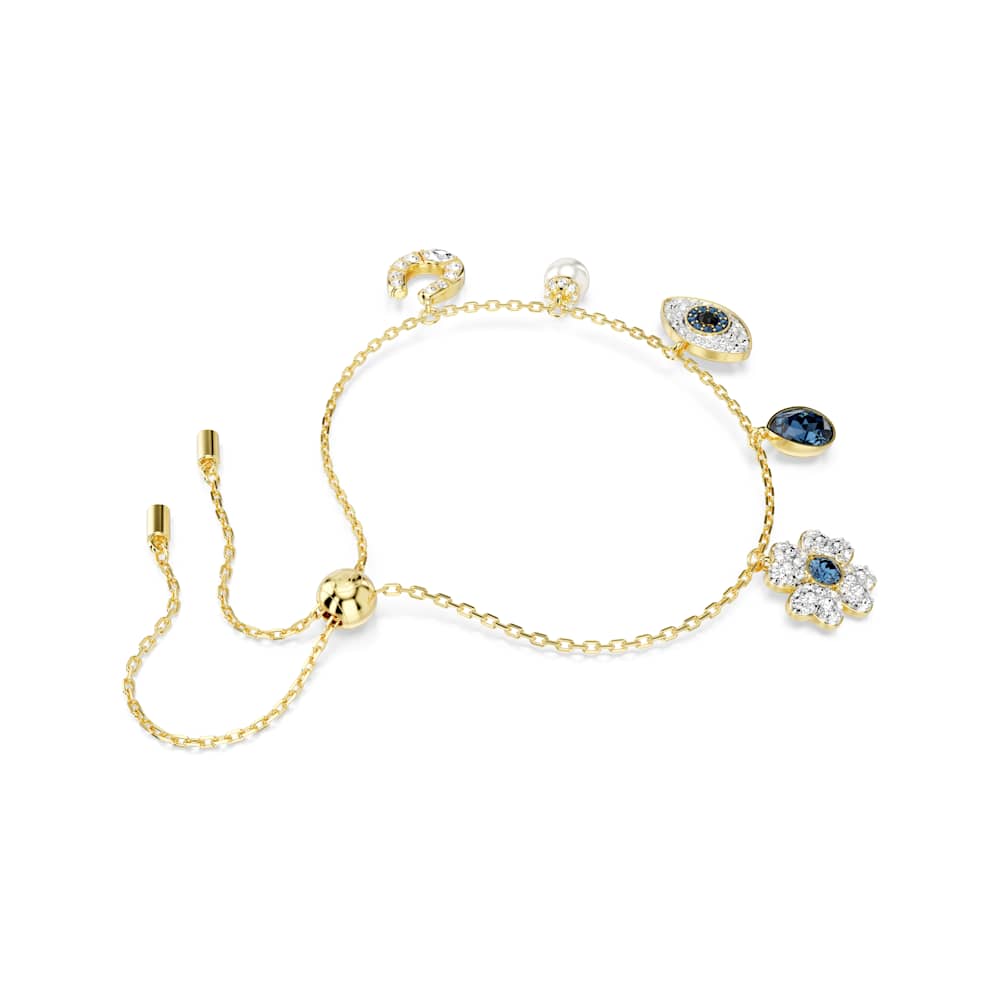 Pulsera Symbolica, Perla de cristal, Trébol, ojo turco y herradura ...