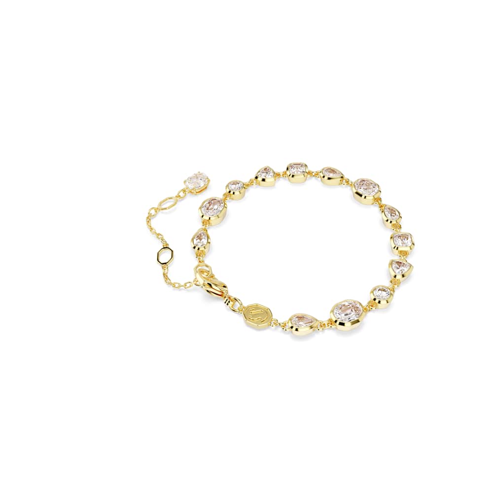 Pulsera Tennis Imber, Tallas mixtas, Blanca, Baño tono oro | Swarovski ...