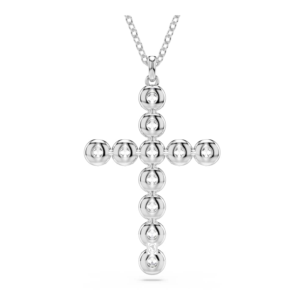Colgante Insigne, Tallas mixtas, Cruz, Blanco, Baño de rodio ...