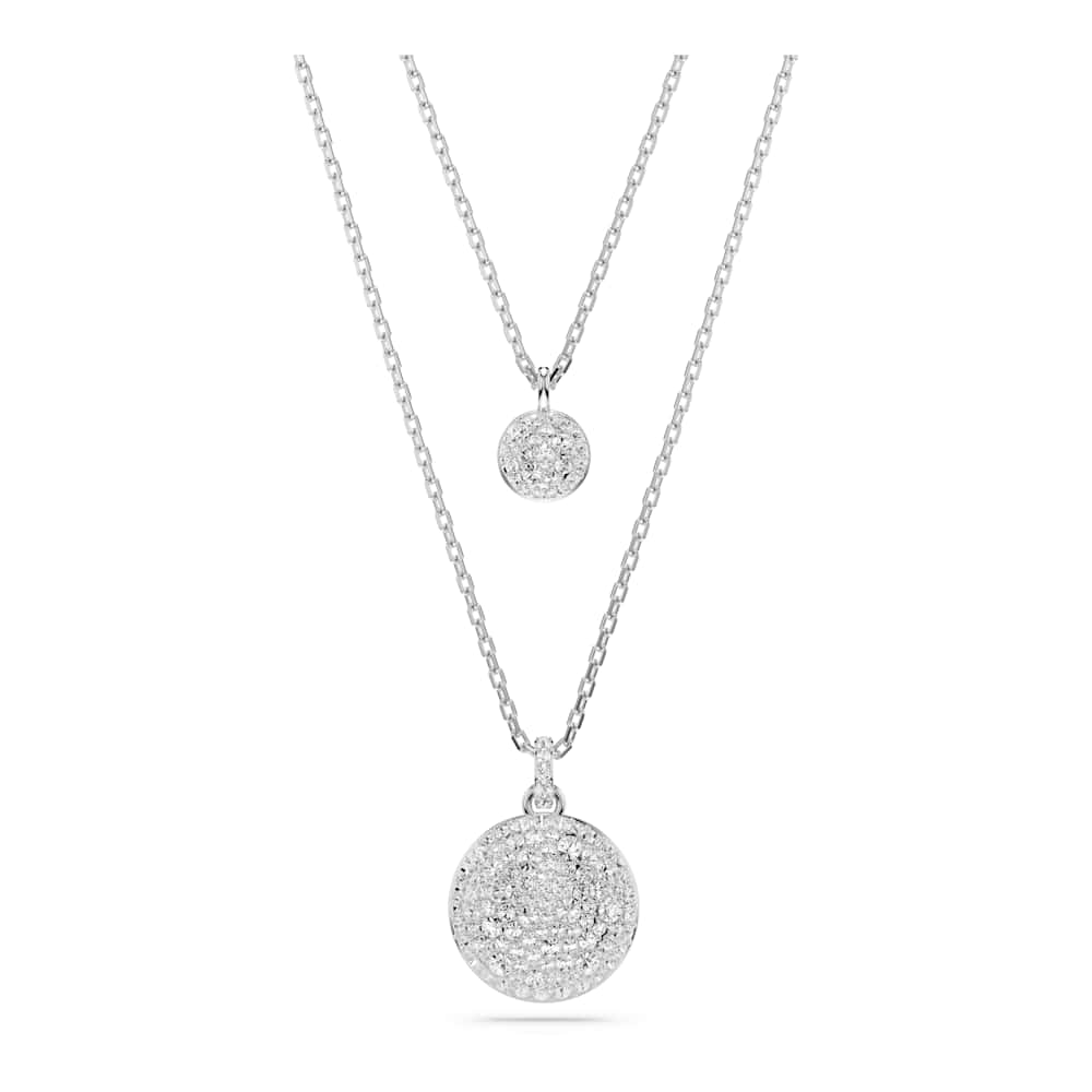 Colgante en capas Sublima, Blanco, Baño de rodio | Swarovski Ecuador