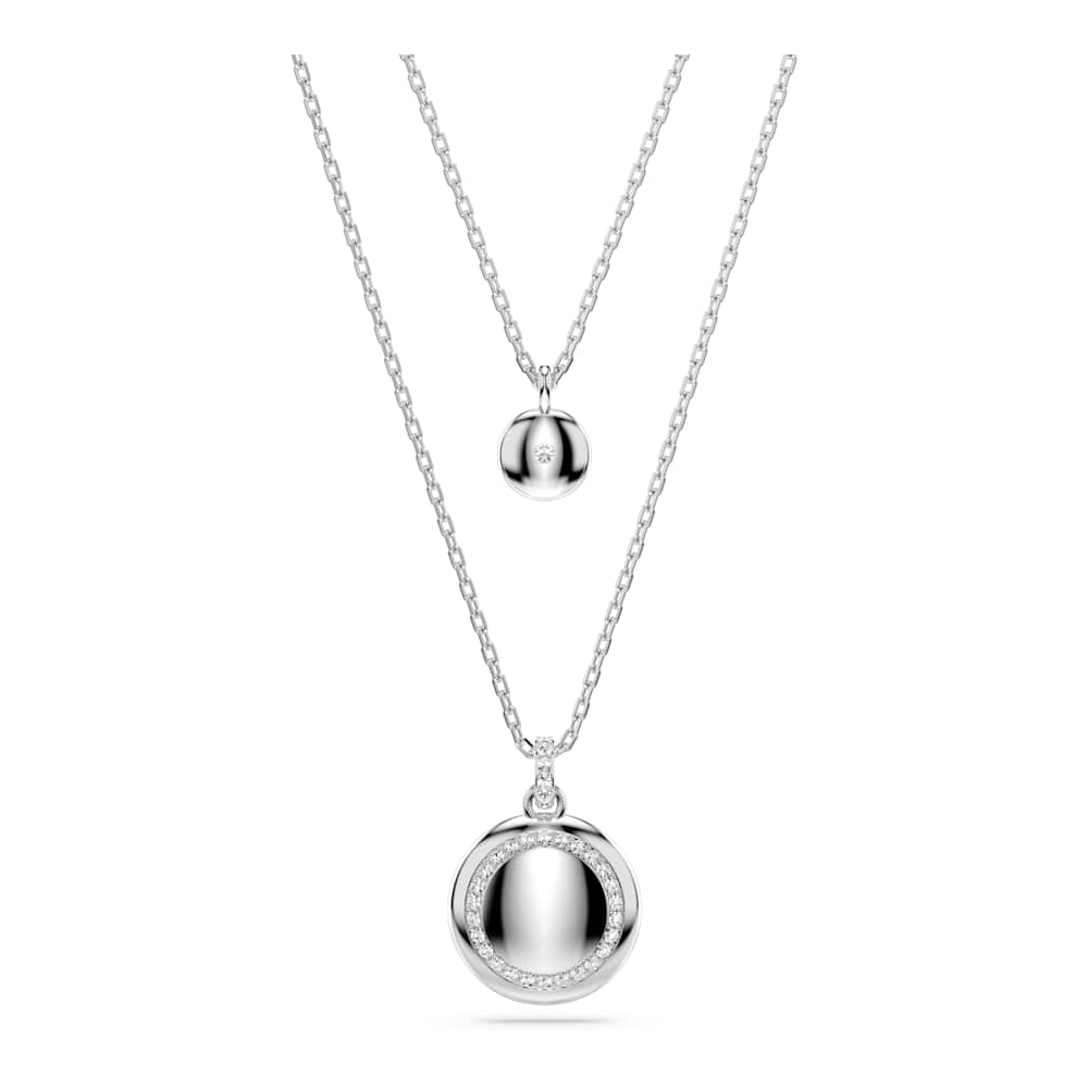 Colgante en capas Sublima, Blanco, Baño de rodio | Swarovski Ecuador