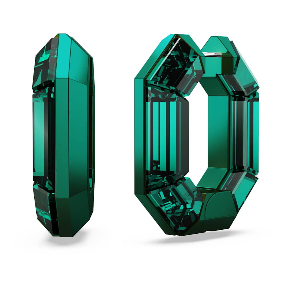 Pendientes de aro Lucent, Forma octagonal, Pequeños, Verdes | Swarovski ...