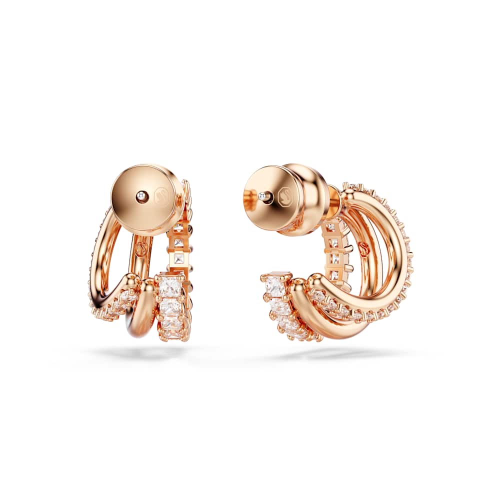 Pendientes de aro Hyperbola, Tallas mixtas, Mini, Blancos, Baño tono ...